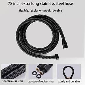 Rain Shower Head with Handheld Spray, 6'' Matte Black Shower Head with 78'' hose, High Pressure Hand Head Shower Heads, Anti-leak Rainfall Shower Head with Holder(Square, All Metal)