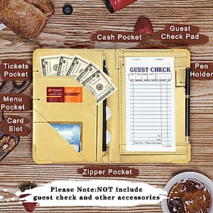 YeeCASE Server Book, Painted Server Books for Waitress, Durable Leather Waitess Book with Zipper Pocket,Server Manual Checkbook Fits Server Apron