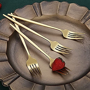 Matt Gold Dinner Forks 6 Piece, Stainless Steel 8.4'' Forks Silverware Set, Dessert Forks, Table Forks, Salad Forks for Home, Kitchen or Restaurant, Dishwasher Safe