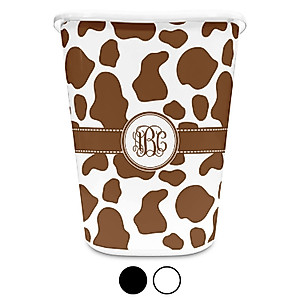 RNK Shops Personalized Cow Print Waste Basket - Single Sided (Black)
