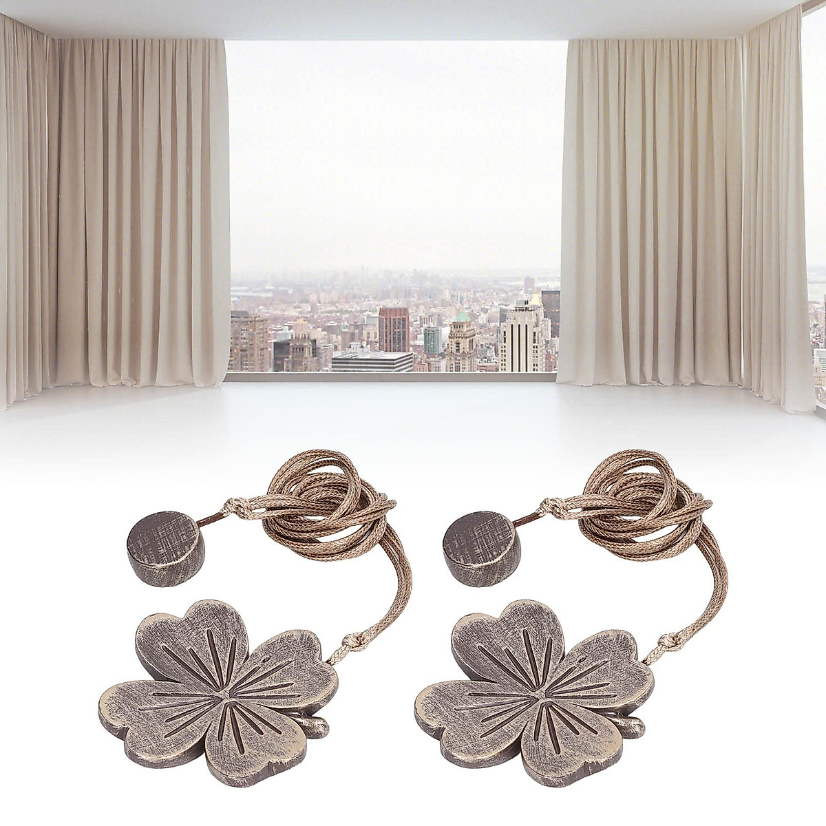 2pcs Curtain Tiebacks Magnetic Flower Curtain Strap Buckle Decorative Drapes Tie Back for