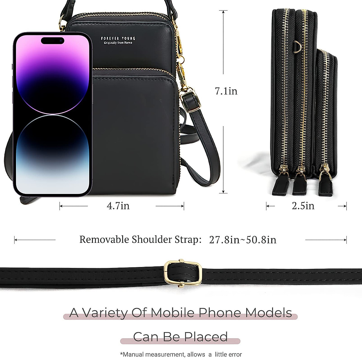 LassZone Women Small Cross Body Phone Bags Cell Phone Wallet Card Hold Purse Shoulder Bags with Two Straps