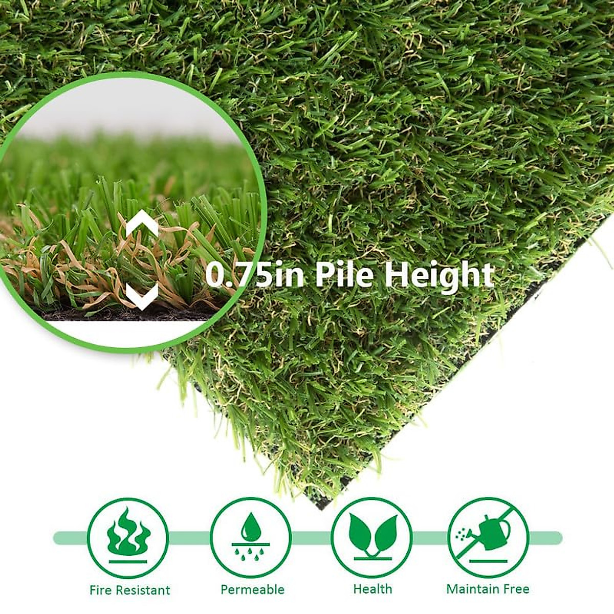 Petgrow Artificial Synthetic Grass Turf 5FTX8FT(40 Square FT),0.8" Pile Height Indoor Outdoor Pet Dog Artificial Grass Mat Rug Carpet for Garden Backyard Balcony