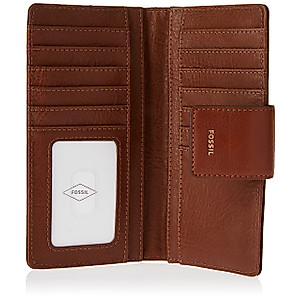 Fossil Women's Logan Leather Wallet RFID Blocking Tab Clutch, Brown (Model: SL7830200)
