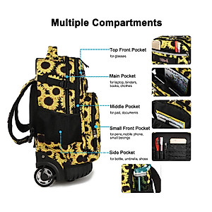 Tilami Rolling Backpack 18 inch Wheeled Backpack School College Student Travel Trip Boys and Girls