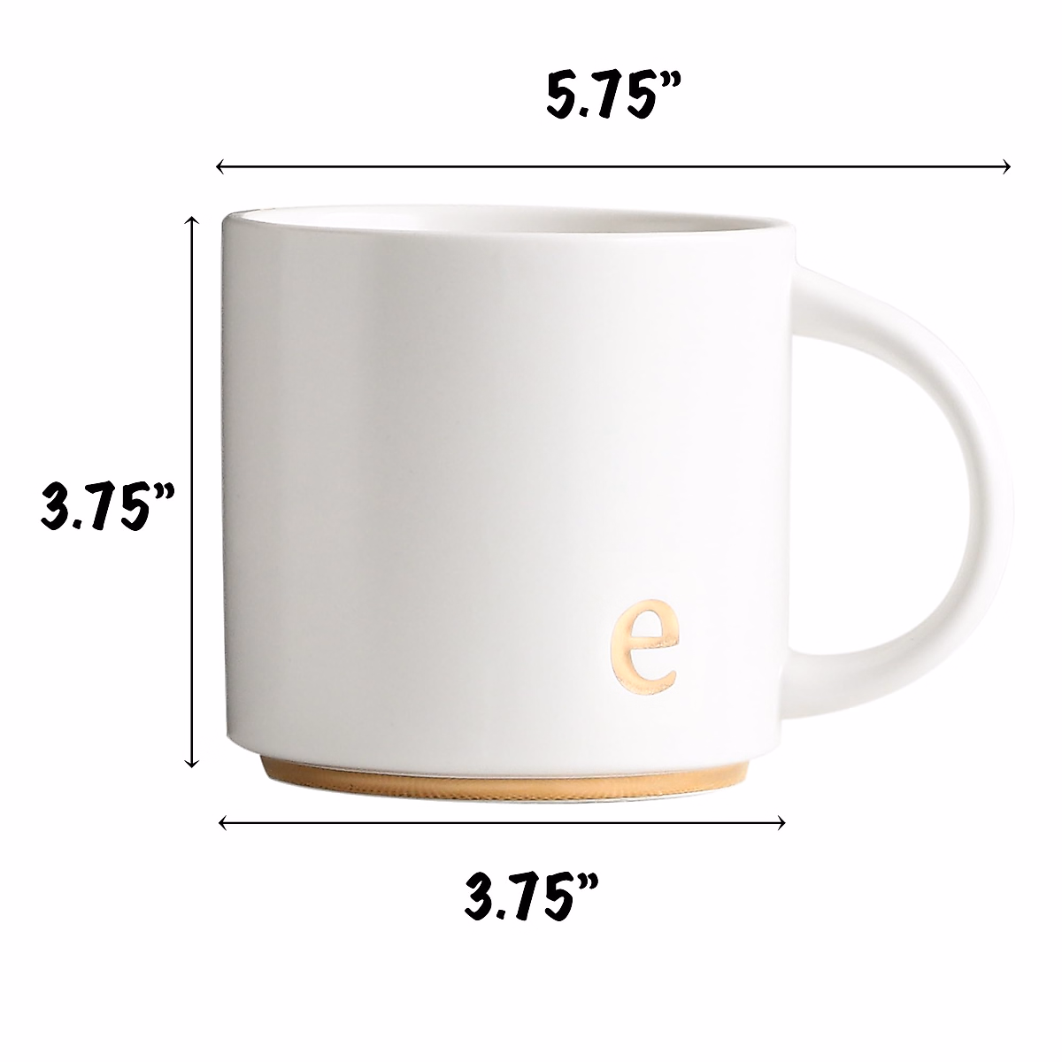COLLECTIVE HOME - Monogram Ceramic Mugs, 15 oz Golden Initial Coffee Cups, Elegant Alphabet Tea Mugs, Elegant Personalized Mug with Gift Box, Luxurious Cups for Office and Home (e)