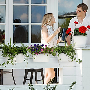 Beautiful Hanging Flower Pots for Outside Railing Or Fence - Stylish Set of 3 Outdoor Planters For Any Balcony, Porch or Deck - Window Planter Boxes Are Perfect to Grow Fresh Herbs & Flowers at Home