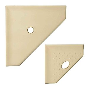 Questech Décor 8 Inch Corner Shower Shelf and 5 Inch Shower Caddy Foot Rest, Geo Flatback Wall Mounted Bathroom Shower Organizer, Sand Matte