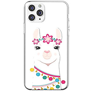 Toik Slim TPU Case for Apple iPhone 11 Pro Xs Max Xr 10 X 8 Plus 7 6s 5s SE Cover Design Silicone Cute Women Protective Girls Cartoon Lightweight Flexible Gift Print Alpaca Clear Llama Kawaii