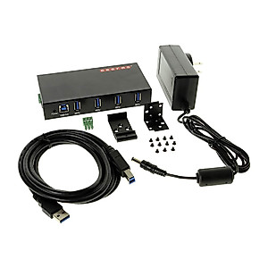 USB 3.0 4 Port Industrial Din Rail Mount Hub w/Power Adapter