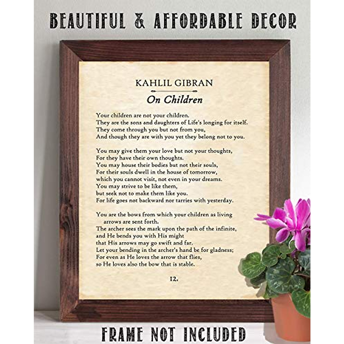 Kahlil Gibran - On Children - 11x14 Unframed Typography Book Page Print - Great Gift for Philosophical, Spiritual, and Inspirational Poetry Buffs Under $15