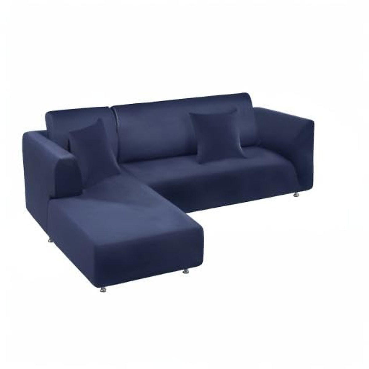 BT.WA Couch Cover L Shape Sectional Sofa Cover 2-Piece Soft Stretch Sofa Slipcover Furniture Protector Couch Slipcover with 2Pcs Pillowcases (Sofa 3 Seater + 3 Seater, Navy)