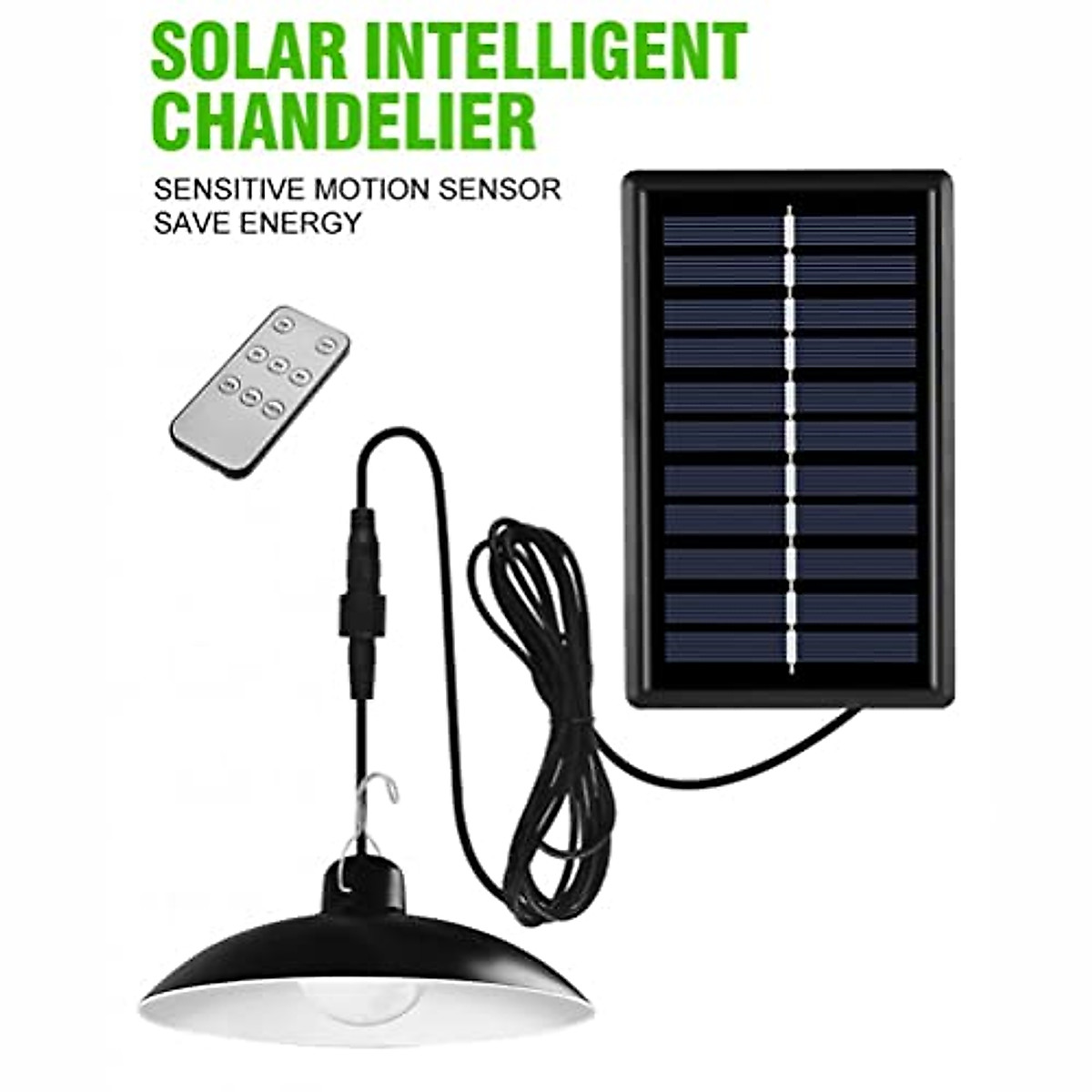 kekafu Solar Pendant Light Outdoor Waterproof LED Porch-Light with Remote Control Solar Intelligent Chandelier Hanging Lights for Garden Yard Patio Balcony Home Decoration, White