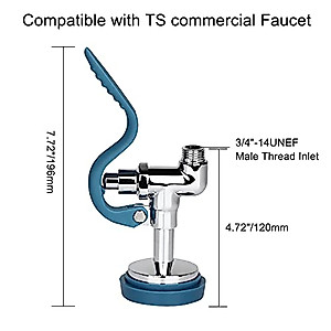 KWODE Blue Pre Rinse Spray Valve for All Brand Commercial Kitchen Sink Faucet Sprayer Replacement Part High Pressure 1.42gpm Water Flow Dish Sprayer
