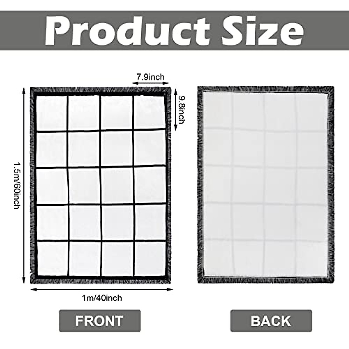 Sublimation Blanket Personalized Sublimation Throw Blanket 60 x 40 Inches with 20 Printable Panels Baby Printed Blanket Flannel Fleece Blanket with Tassels for Heat Press Home Sofa Bedroom