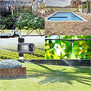 Sprinkler Timer, Garden Hose Faucet Timer Outdoor with Rain Delay/Manual/Child Lock/Automatic Watering System, Programmable Watering Irrigation Timer for Lawn Yard, 1 Outlet