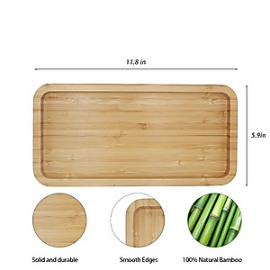 Bamboo Vanity Tray, Bathroom Tray for Counter, Bamboo Tray for Bathroom, Toilet Tank Tray, Perfume Tray 11.8L x 5.9W x 0.8H inch