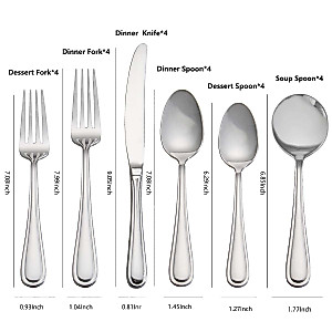 faderic 30 Piece Stainless Steel Cutlery Set, Silverware Flatware Set For Home Kitchen Restaurant for 6,Silver, Dishwasher Safe