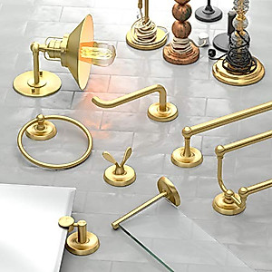 Gatco 5057 Designer II Glass Shelf, Brushed Brass/Wall Mounted 22.50" x 5.85" Tempered Glass Shelf