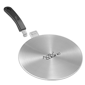 ACTIV CUISINE 9.45 Inch Heat Diffuser Stainless Steel Induction Diffuser Plate for Electric Gas Stove Glass Induction Cooktop Heat Diffuser with Detachable Handle, Protects Pot Cookware Accessories