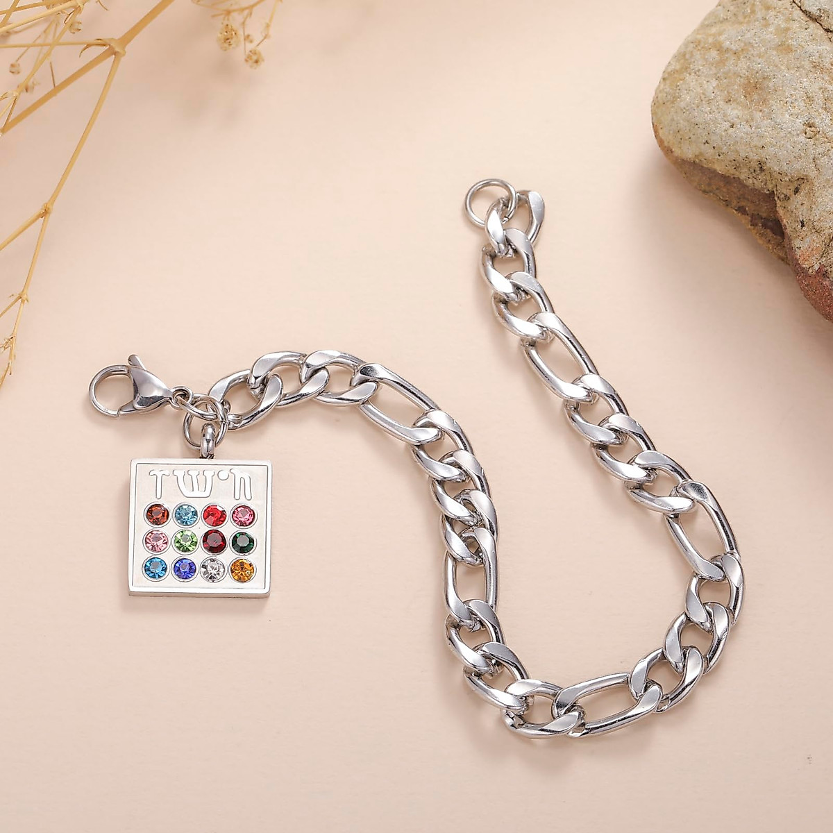 LIKGREAT Hebrew Inscription 12 Tribes of Israel Bracelet Hoshen Breastplate Bracelet High Priest Israel Jewelry for Women