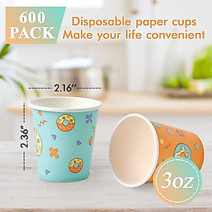 TV TOPVALUE 600 Pack 3 oz Paper Cups, Disposable Bathroom Cups, Small Mouthwash Cups, Snack Cups, Drinking Cups for Hot/Cold Beverages, Mini Paper Cups for Camping, Trips, Picnic