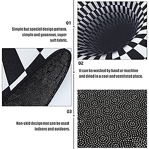 Operitacx Optical Illusion Rug 3D Area Rug Floor Mat Anti-Skid Doormat Carpet for Living Dinning Room Bedroom Kitchen