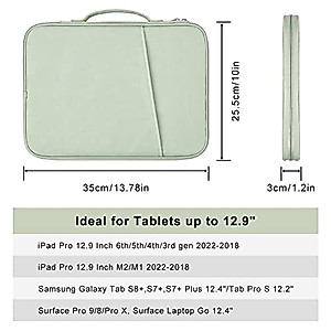 12.9 Inch Tablet Sleeve Bag, iPad Pro 12.9 Tablet Protective Carrying Case for iPad Pro 12.9 M2/M1/2022-2018, Surface Pro 9/8/X/7/6, 12.4" Samsung Galaxy Tab S8/S7+/Plus/FE/Tab Pro S 12.2" Pouch, Mint