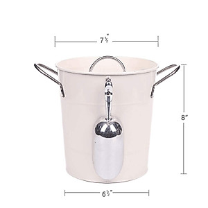 Home by Jackie Inc T586 Cream 4L Metal Double Walled Ice Bucket Set with Lid and Scoop