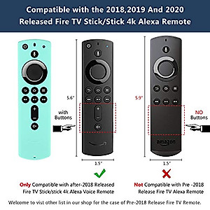 [2 Pack] Silicone Remote Cover Compatible with Fire TV Stick 4K Alexa Voice Remote Control, Lightweight Anti Slip Shockproof Protective Sleeve (Mint Green + Pink)