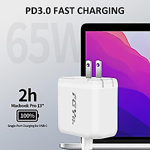 FGY USB C Wall Charger, 65W GaN II Fast Charger Dual Port Charging Block with Flodable Plug, Portable Laptop Charger Compatible for MacBook Air/MacBook Pro, Chromebook, iPhone14/13, Samsung Galaxy