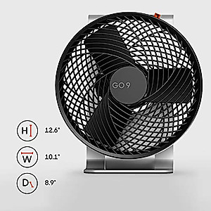 Sharper Image GO 9 Rechargeable Portable Fan with Stand, 3 Speeds, Adjustable Head Tilt, Black