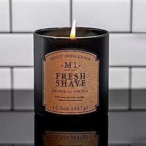 Manly Indulgence Fresh Shave Jar Candle 16.5 oz - Musk, Vanilla & Bergamot - Woodsy Amber & Cedarwood - Up to 60 Hour Burn - Soy Blend Wax, USA Poured