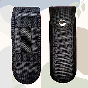 POFUIERKN Pocket Holder Nylon Folding Pocket, Knife Sheath Holster with Belt Loop and Snap Closure,4pcs Black