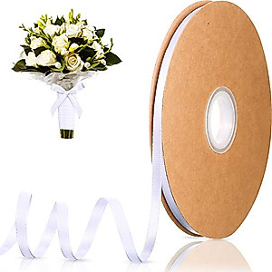 Solid Color Satin Ribbon Double Face Decorative Wrapping Ribbon for Wrapping Weddings Hair Ties Dresses Blanket Edging Crafts Bows Ornaments (White,1/4 Inch, 100 Yards)