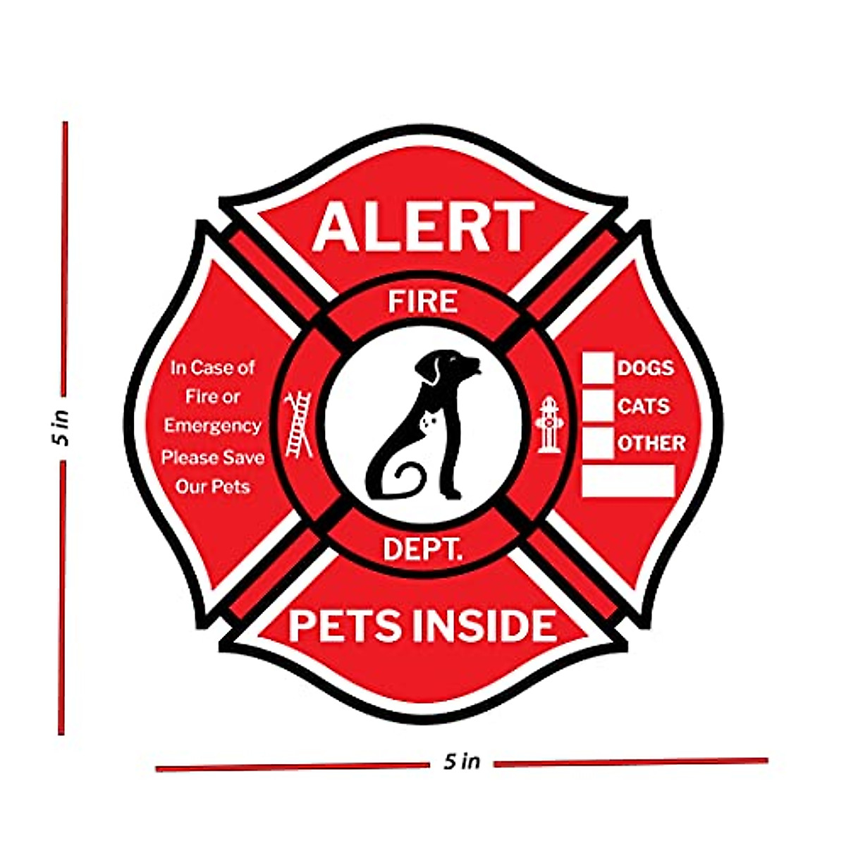 Pet Alert Sticker, Double-Sided, 6 Rescue Pet Decals, Pet Alert Stickers for House Home Window Pet Door-Emergency Pet Kit, UV Resistant-Waterproof