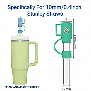Straw Cover, 8 Pcs Straw Toppers for 10mm/0.4 Inch Stanley Straws, Straw Covers Cap for Stanley Cup 40 oz Tumblers, Stanley Cup Straw Cover, Straw Toppers for Tumblers for Stanley Cup Accessories