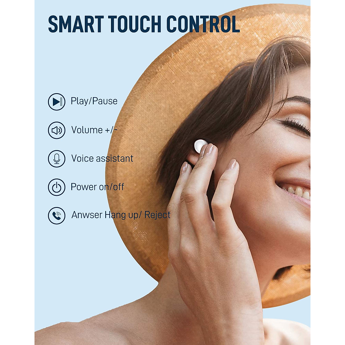 PISEN Wireless Earbuds, Bluetooth Earbuds Waterproof Noise Cancelling Earbuds Wireless Bluetooth in Ear with Mics Premium Sound for Sport, Work, Home Office