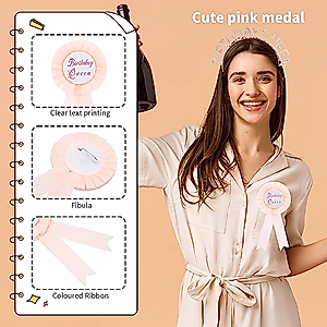 Rose-Gold Birthday Celebration Set with Queen Sash, Hair Bands, Rhinestone Headband, and Corsage for Women