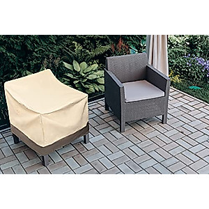 Patio Chair Covers Waterproof Heavy Duty Outdoor Patio Furniture Covers, Stackable Outside Lounge Deep Seat Covers, Large Lawn Sofa Covers Water Resistant,600D Oxford Cloth,Standard-2 Pack,Khaki&Brown