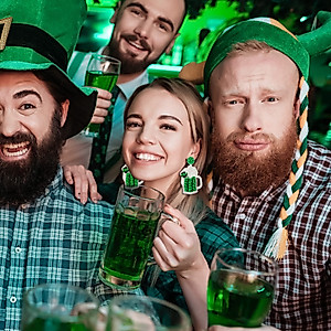 St Patrick's Day Beaded Earrings Green Beer Cup Dangle Earrings St Patrick's Day Accessories Costumes Jewelry for Women Gifts