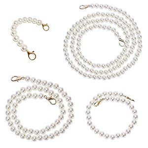4PCS DIY Imitation Pearl Beads Short Long Handle Shoulder Cross Body Bag Handbag Chains Accessories with Metal Buckles
