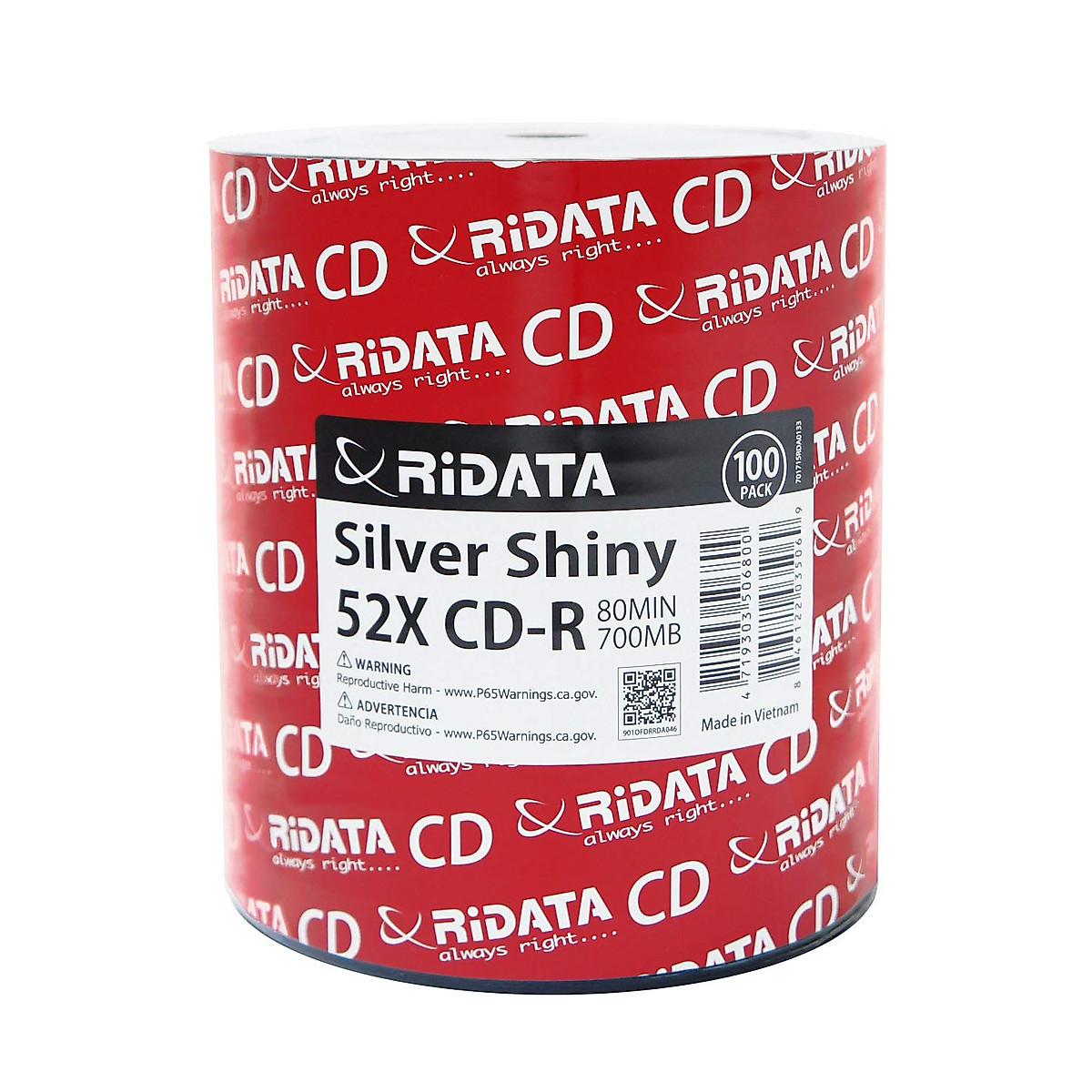 400 Pack Ridata CD-R 52X 700MB 80Min Silver Shiny Blank Media Recordable Disc
