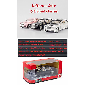 Toy Car Model Black Rolls-Royce Phantom Alloy Collectible Pull Back Vehicles Diecast with Light and Sound