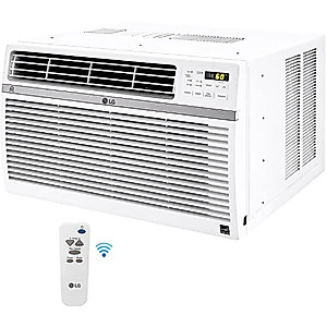 LG 8,000 BTU Smart Window Air Conditioner, Cools up to 350 Sq. Ft, Smartphone and Voice Control Works ThinQ, Amazon Alexa and Hey Google, Energy Star, 3 Cool & Fan Speeds, 115V, 8000, White