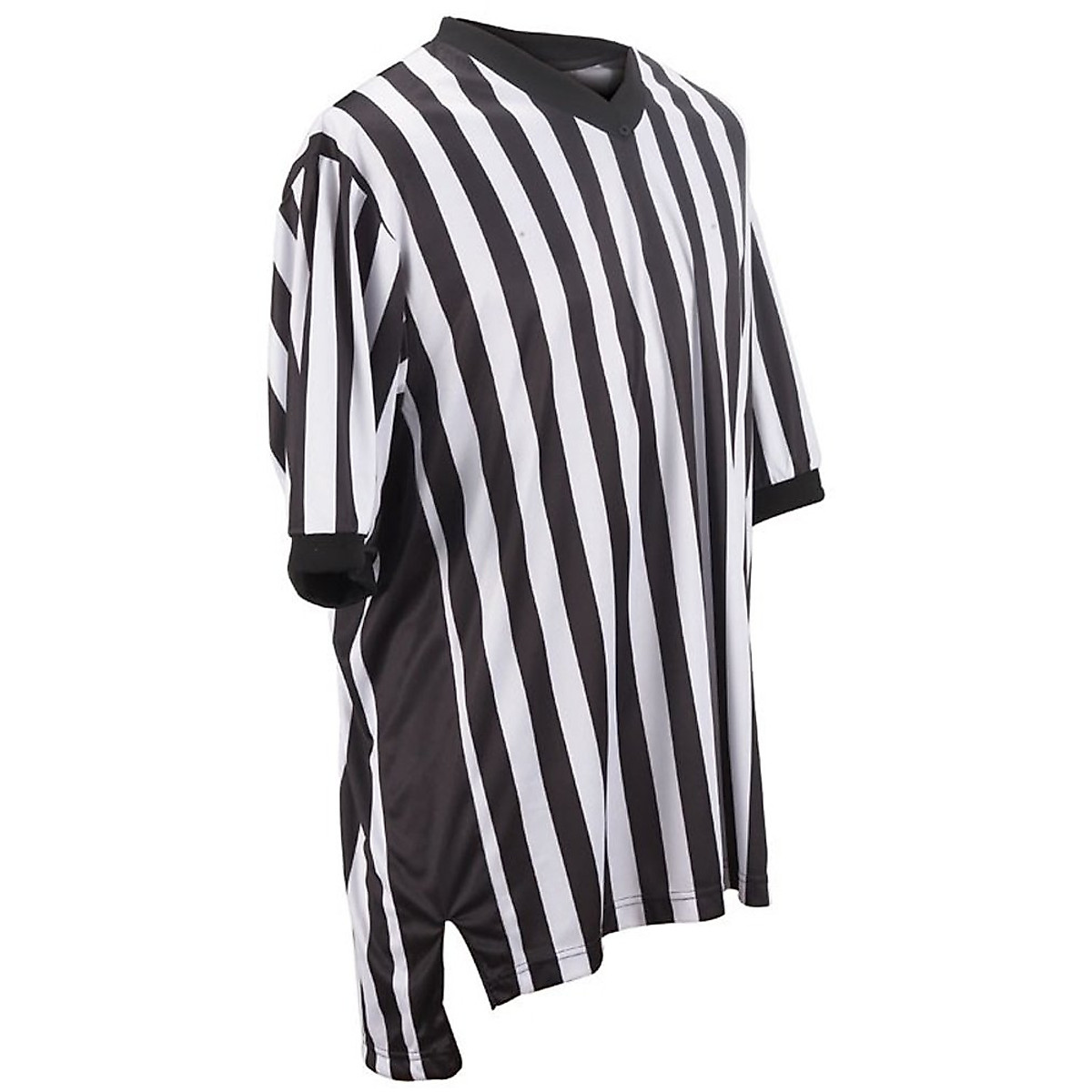 Adams USA Smitty Performance Interlocking Elite Side Panel V-Neck Referee Shirt (Black/White, Large)