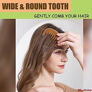 The Moreinday Wide Tooth Wooden Scalp Detangling Hair Comb for Women and Men - Green Sandalwood
