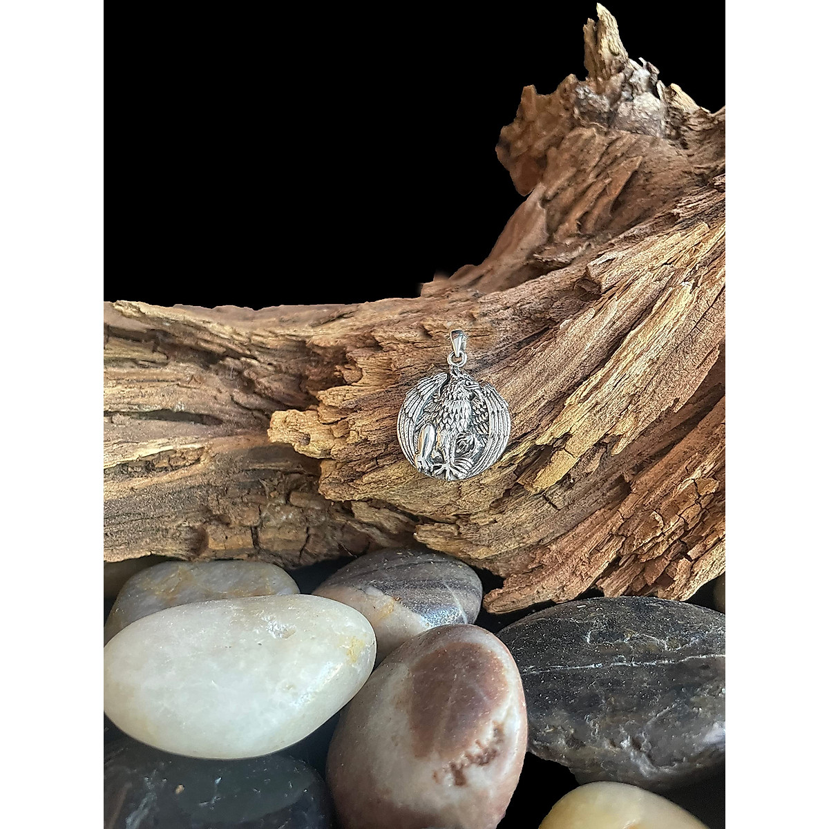 Jewelry Trends Sterling Silver Gryphon Griffin Gargoyle Pendant by Artist Jody Bergsma