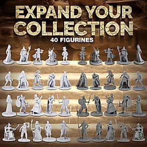 Path Gaming Town Folks Set, 40 Fantasy Tabletop Miniatures for Dungeons and Dragons. 28MM Scaled, 20 Unique Designs, Bulk Unpainted Miniatures, Great for D&D