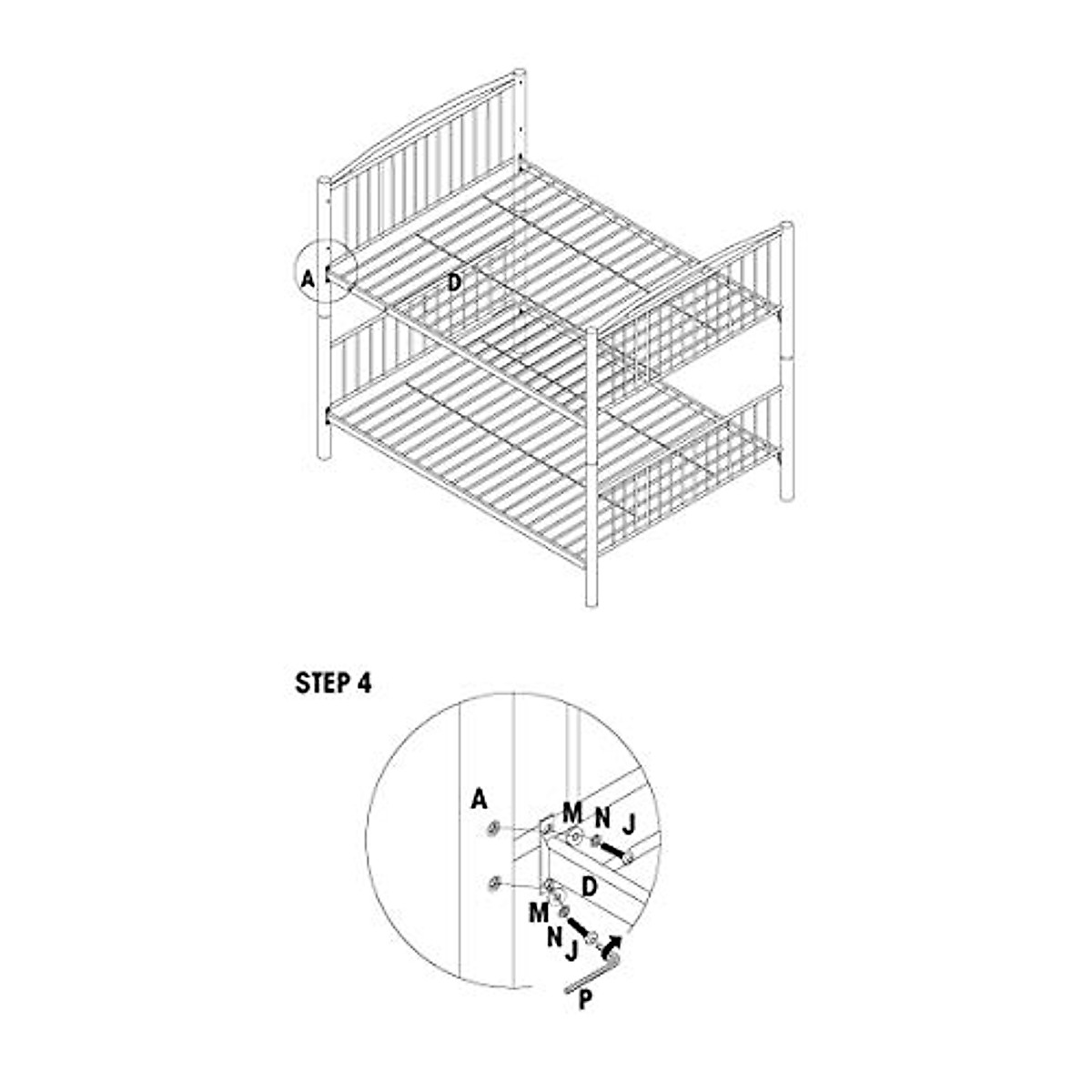 Powell Heavy Metal Bunk Bed, Full-Over-Full, Black
